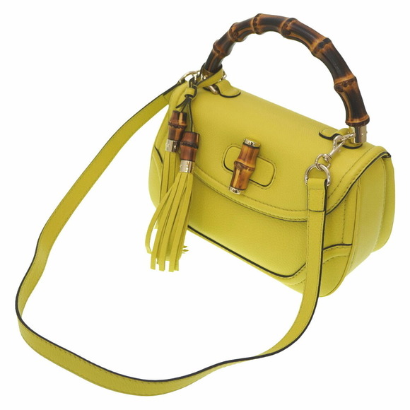 Gucci | Bags | Gucci Bamboo Leather Tote Bag Yellow | Poshmark